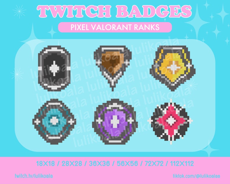 Pixel Valorant Ranks Emotes or Badges for Streaming - Twitch - Etsy