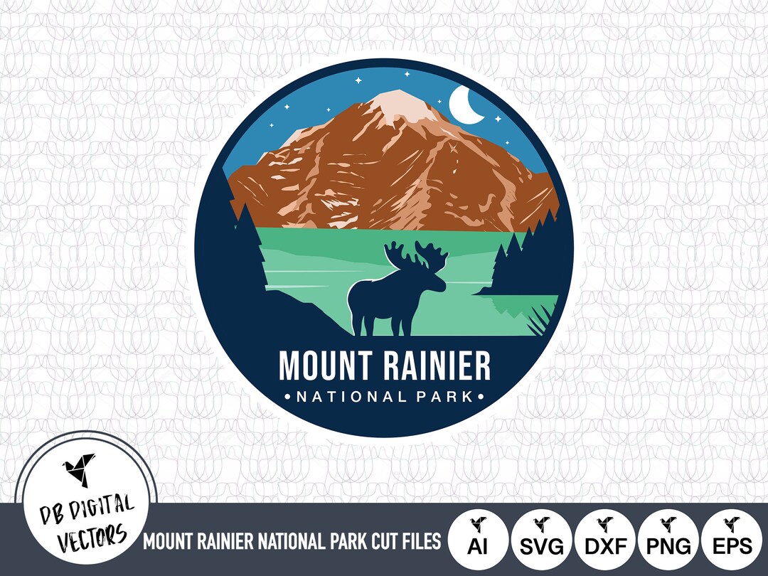 Mount Rainier National Park Outline SVG Files | Mount Rainier National ...