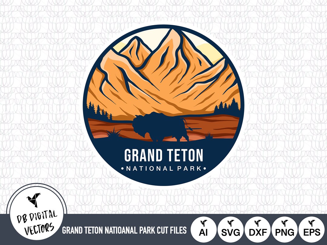 Grand Teton National Park Outline SVG Cut Files (digital Download) - Etsy