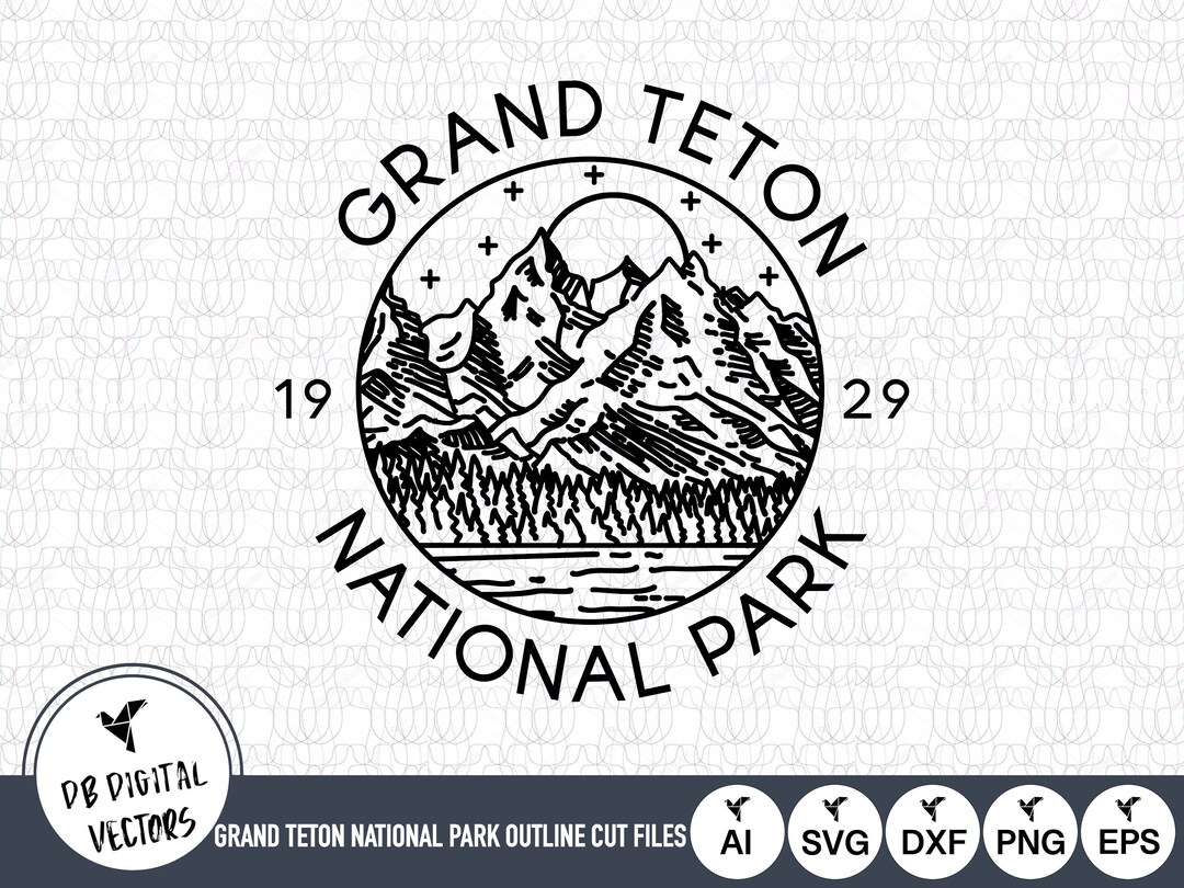 Grand Teton National Park Outline SVG Cut Files (digital Download) - Etsy