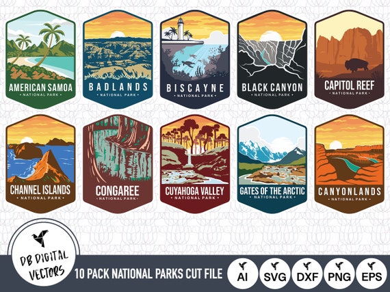 10 Pack National Parks SVG Files National Parks Cut Files - Etsy