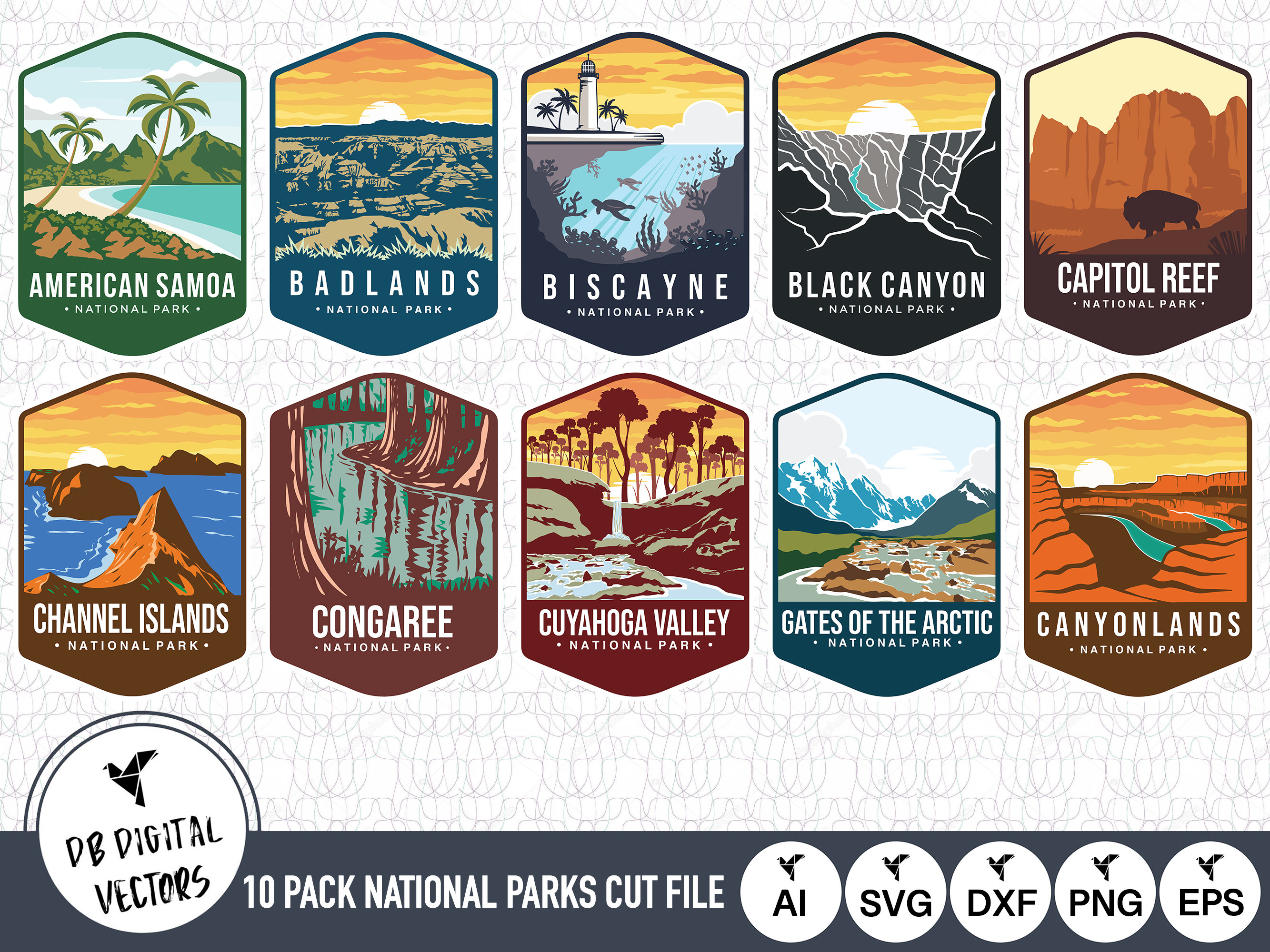 10 Pack National Parks SVG Files National Parks Cut Files - Etsy