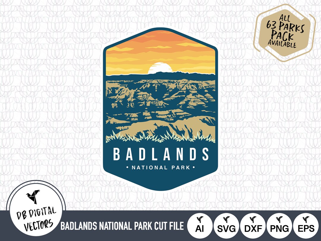 Badlands National Park Outline SVG Files Badlands National - Etsy