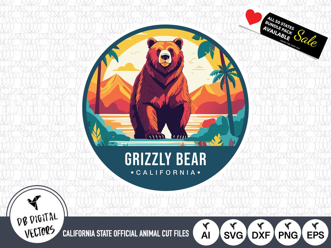 California Grizzly Bear SVG: State Animal Cut Files (digital Download ...