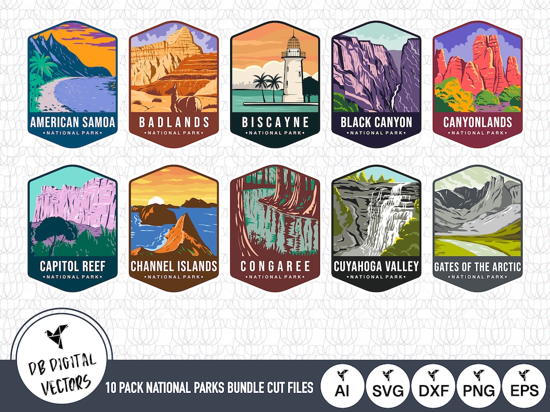 10 Pack National Parks SVG Files National Parks Cut Files United States ...