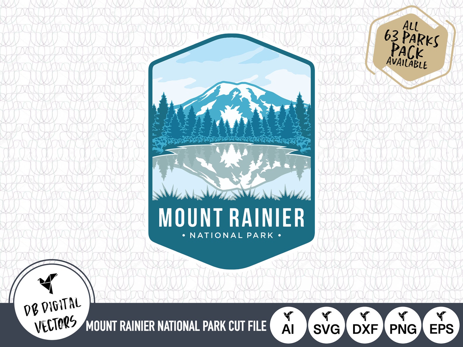 Mount Rainier National Park Outline SVG Files Mount Rainier - Etsy