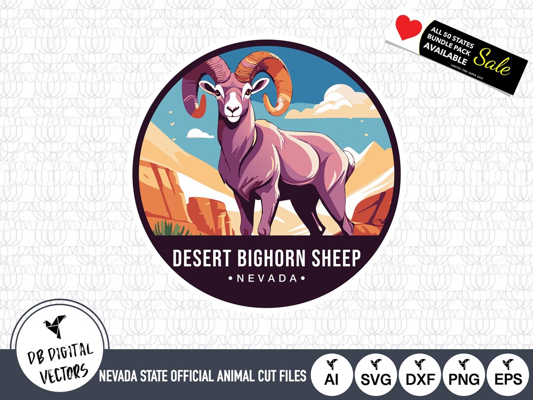 Nevada State Animal SVG: Desert Bighorn Sheep Cut Files (digital ...