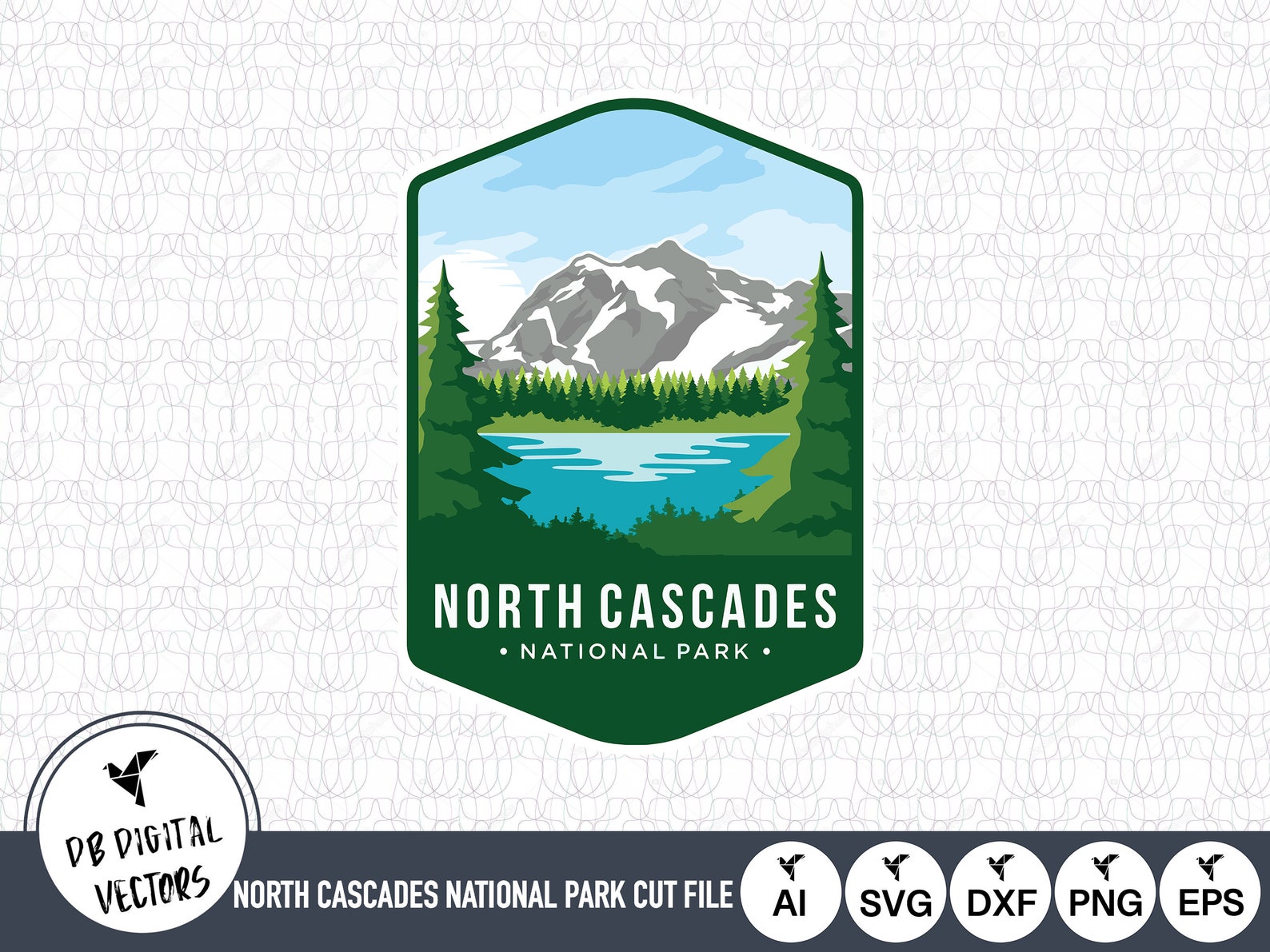 North Cascades National Park Outline SVG Files North - Etsy