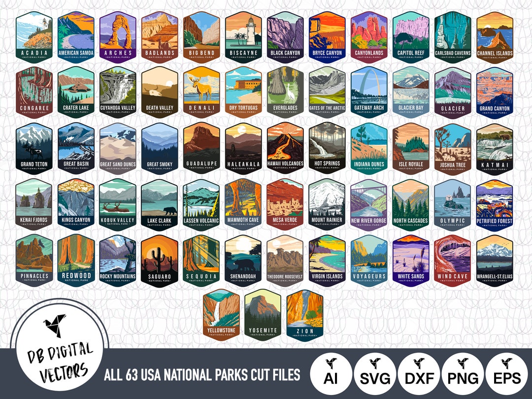 All 63 USA National Parks SVG Files | National Parks Cut Files ...