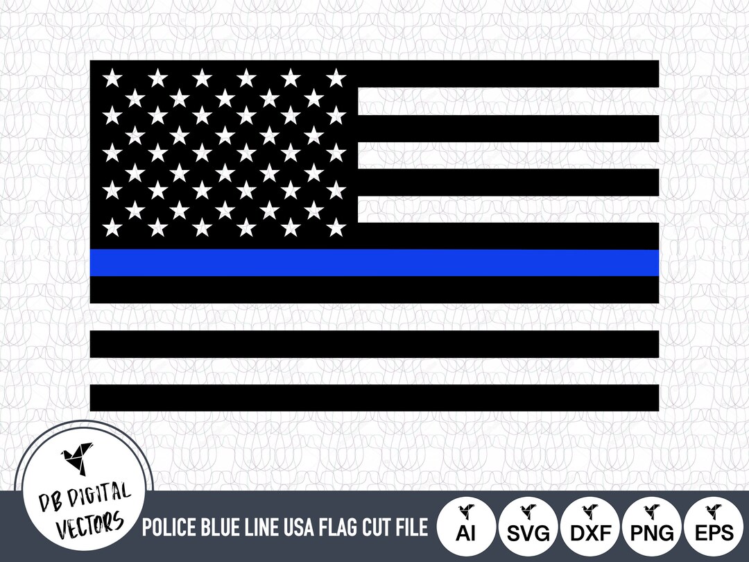 Police Blue Line USA Flag SVG Files | Police Blue Line Flag Cut Files ...