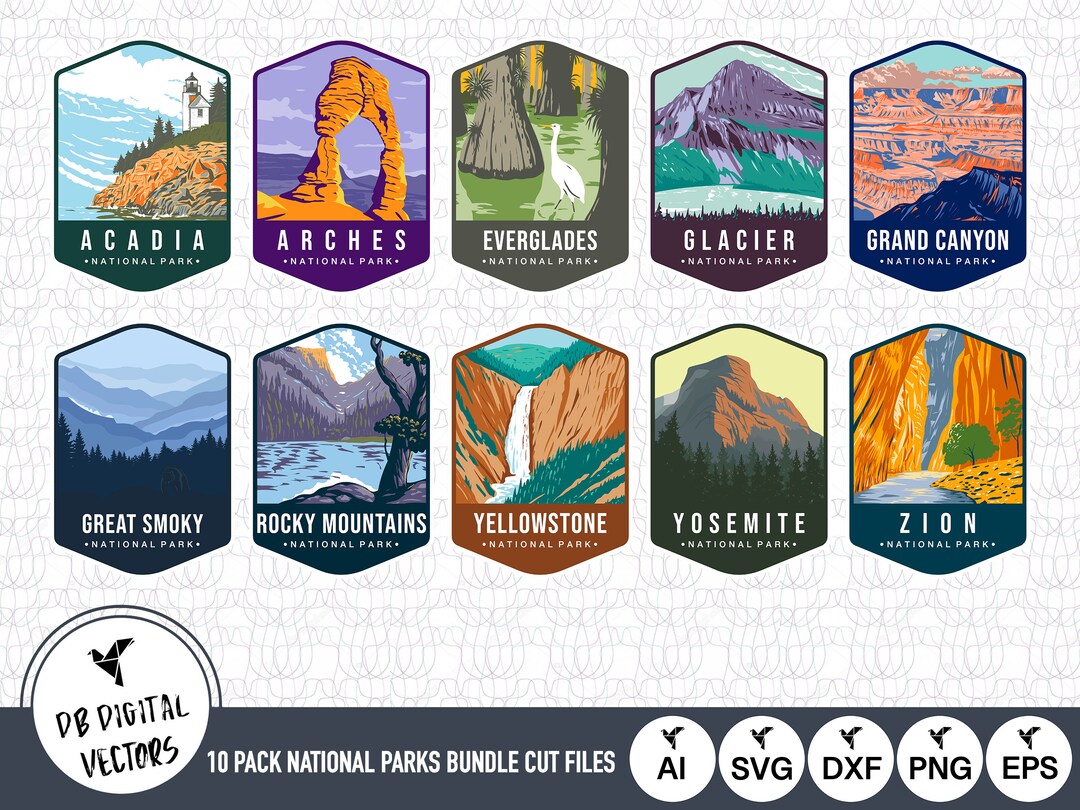 National Parks SVG Cut Files: USA Vector Clip Art (10 Pack) - Etsy