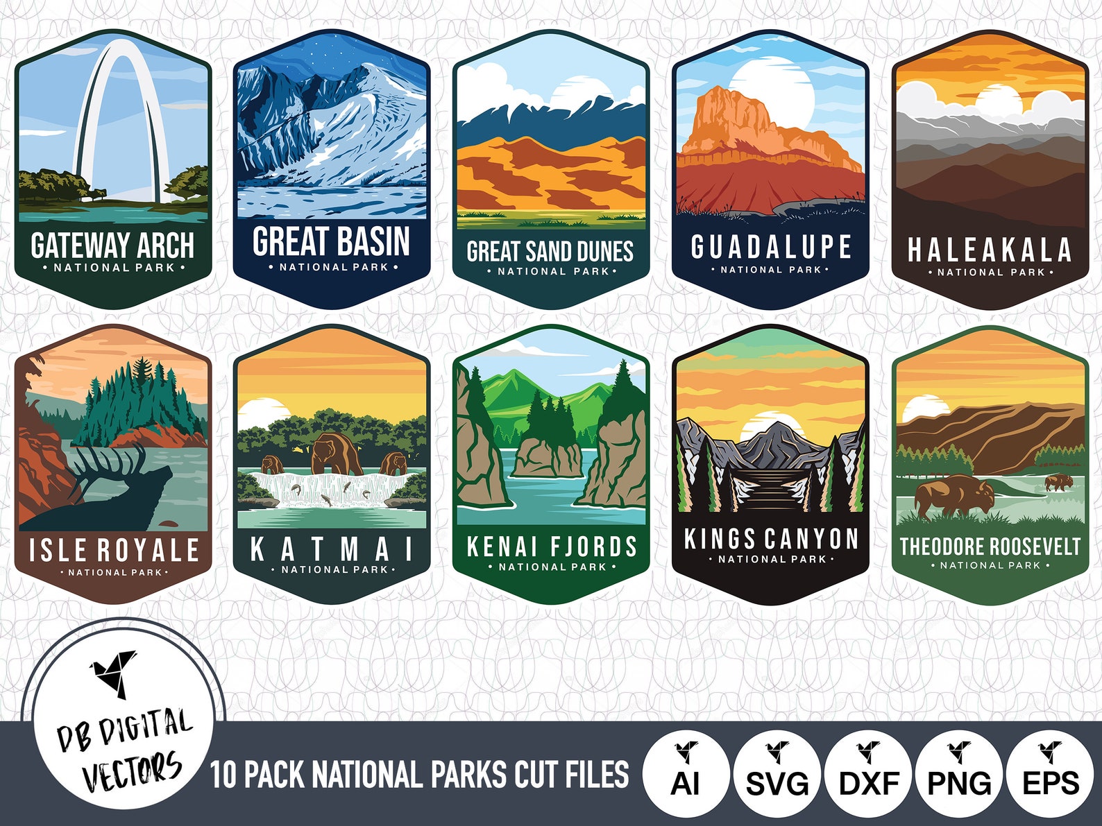 10 Pack National Parks SVG Files National Parks Cut Files - Etsy