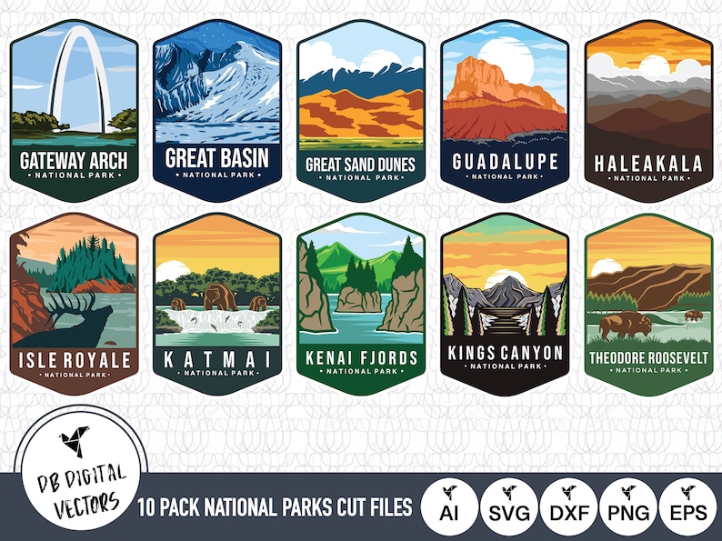 10 Pack National Parks SVG Files National Parks Cut Files - Etsy