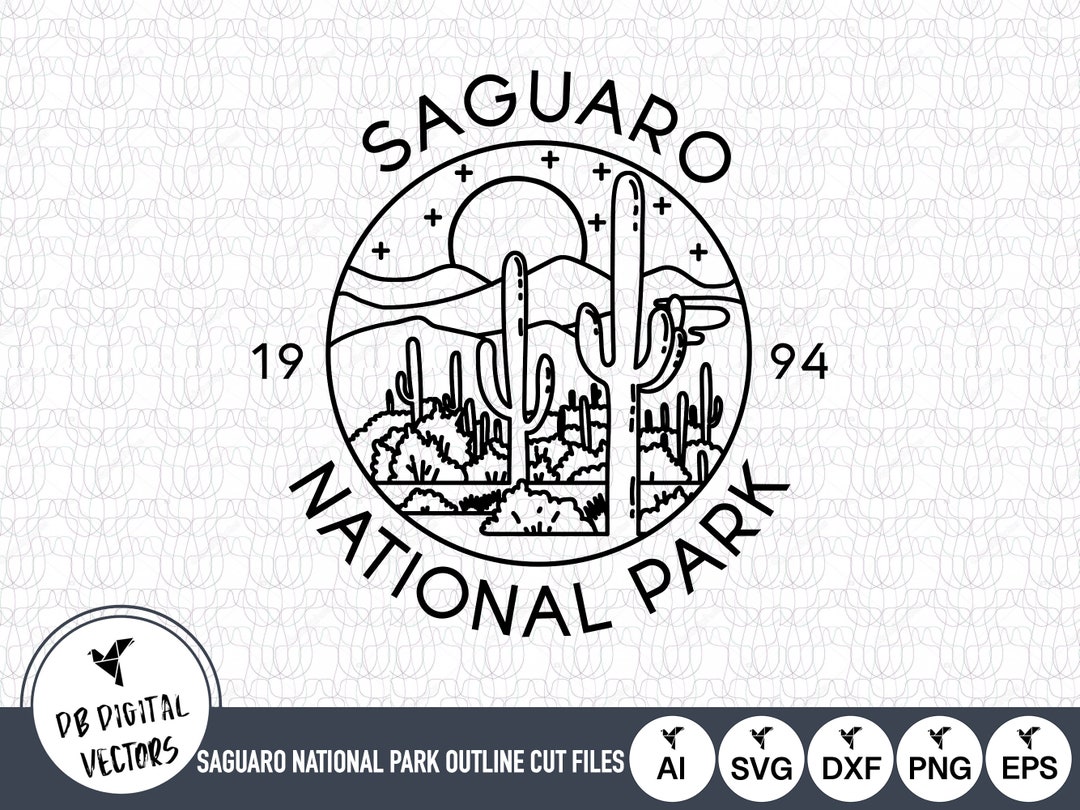 Saguaro National Park Outline SVG: Cut Files for Cricut, Silhouette - Etsy