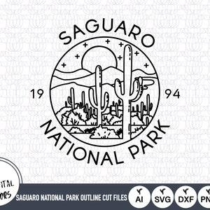 Saguaro National Park Outline SVG: Cut Files for Cricut, Silhouette - Etsy