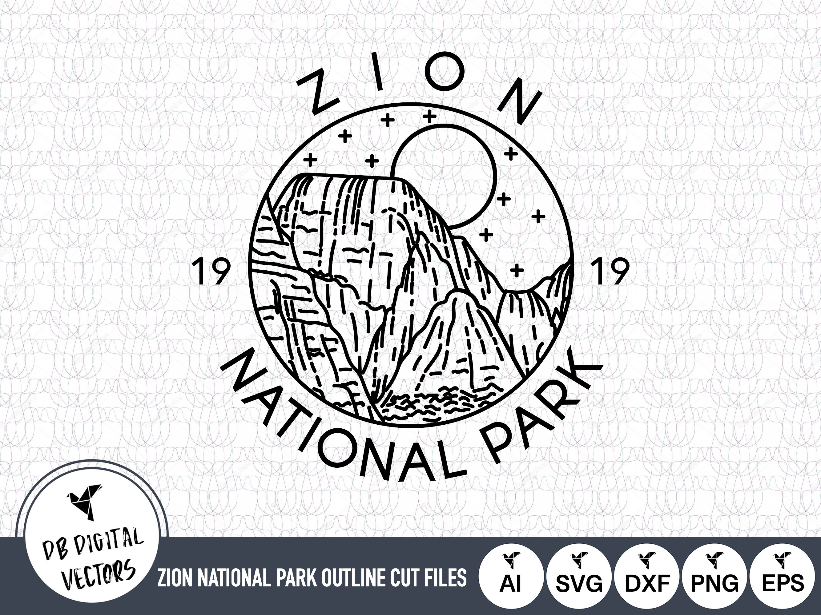 Zion Nationalpark Umriss SVG-Dateien Zion Nationalpark - Etsy.de