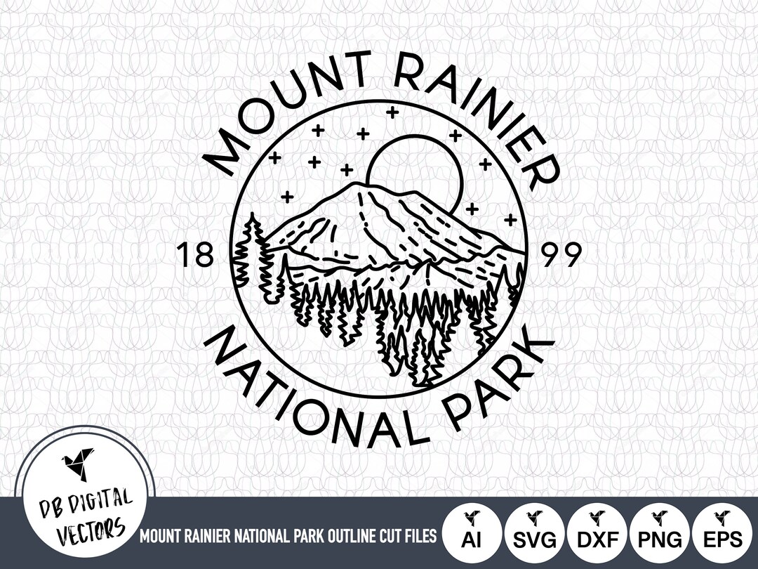 Mount Rainier National Park Outline SVG Cut Files (digital Download) - Etsy