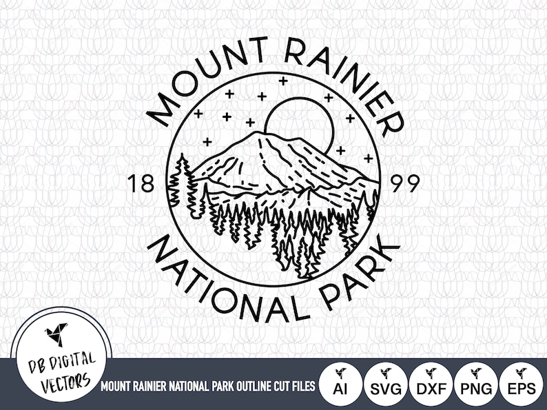 Mount Rainier National Park Outline SVG Files Mount Rainier - Etsy