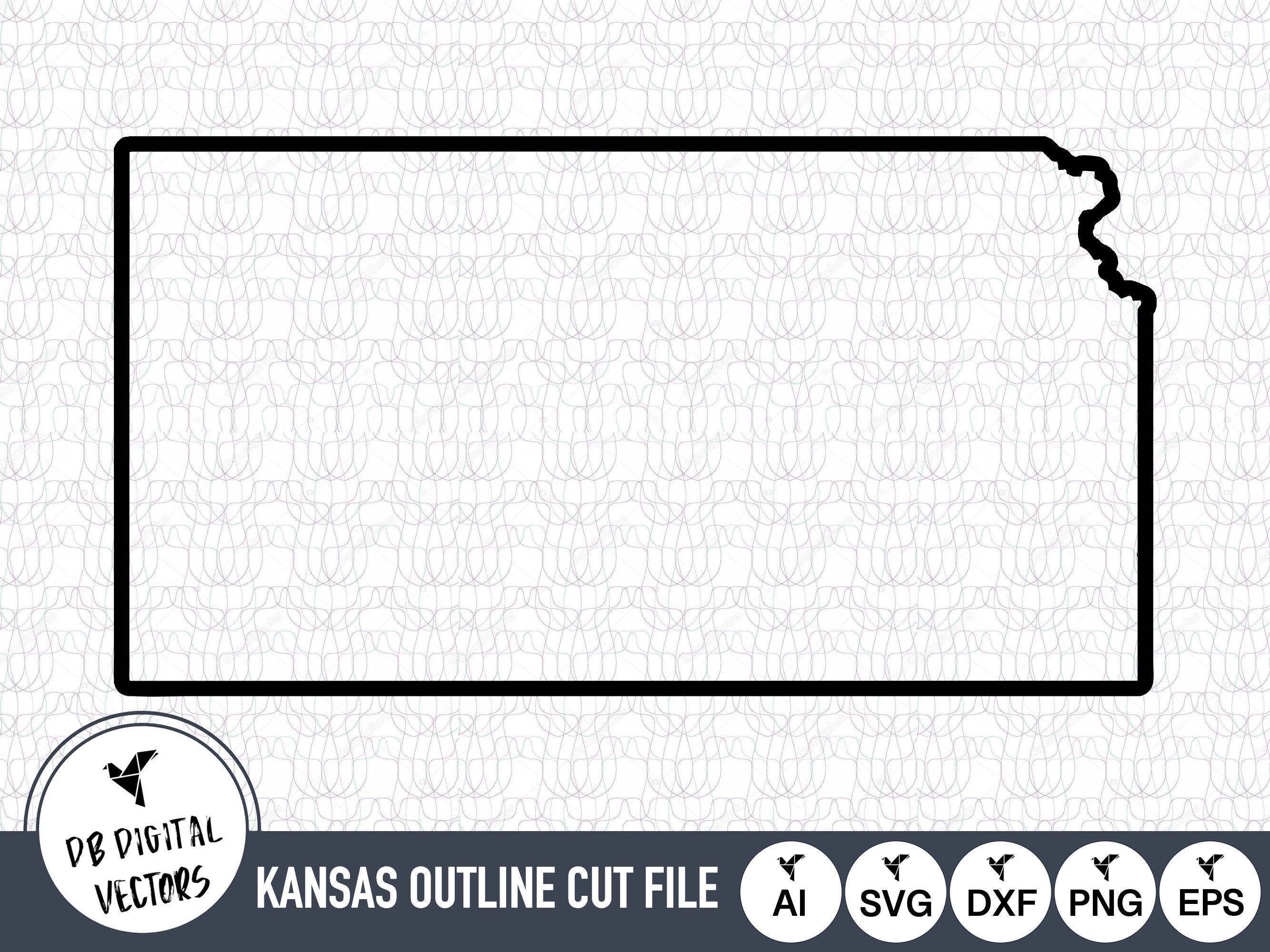 Kansas Outline SVG: State Map Cut Files (digital Download) - Etsy