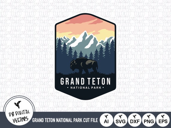 Grand Teton National Park Outline SVG Files Grand Teton - Etsy