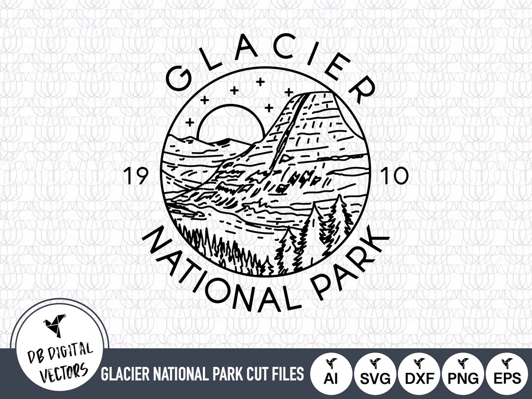 Glacier National Park Outline SVG: Cricut & Silhouette Cut Files - Etsy