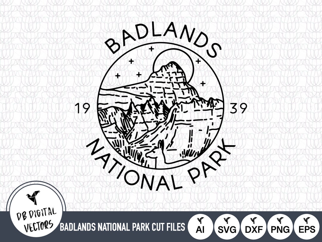 Badlands National Park Outline SVG Files / Badlands National Park Cut ...