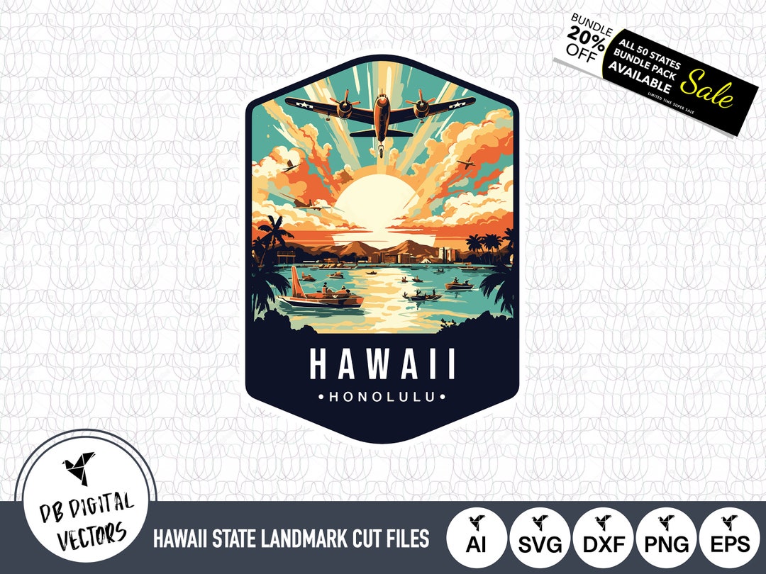 Hawaii Landmark SVG Files: Honolulu Pearl Harbor Cut Files (digital ...