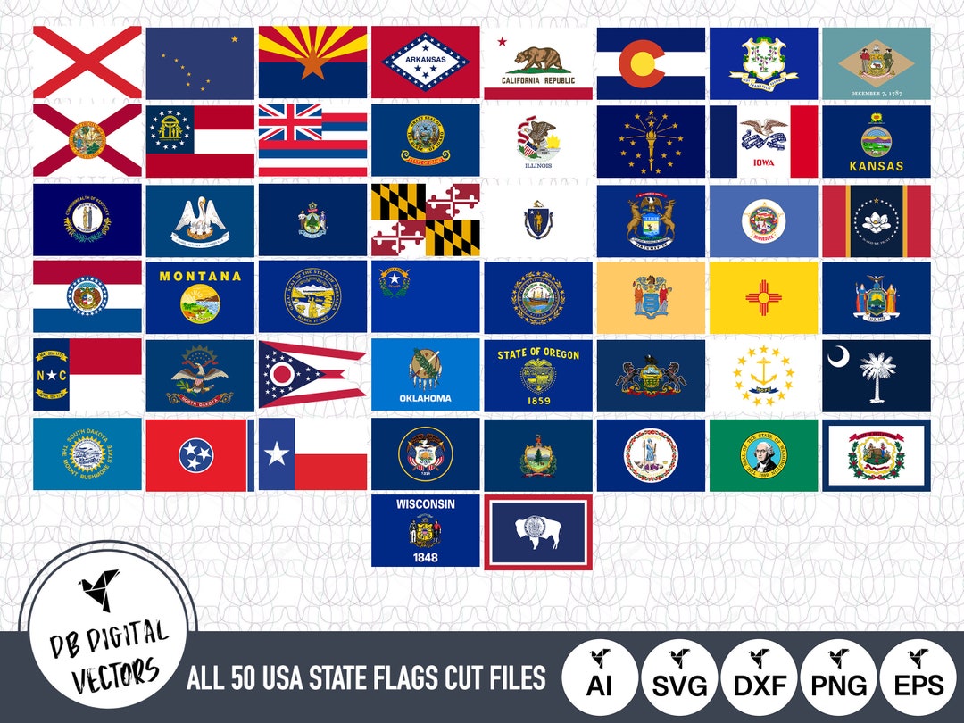 All 50 USA State Flags SVG Files | State Flags Cut Files | State Flags ...