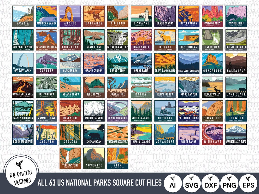 All 63 USA National Parks SVG Cut Files: Vector Graphics for Cricut ...