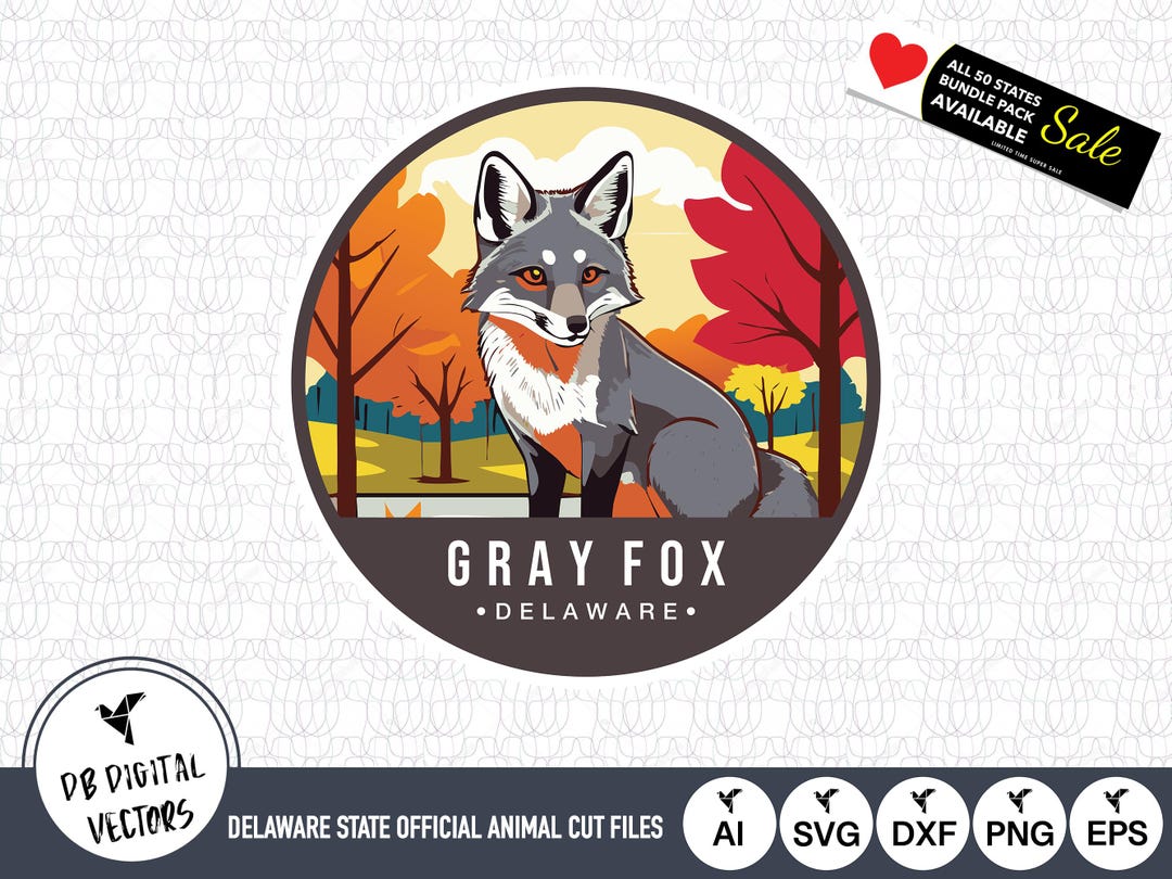Delaware State Animal Gray Fox SVG: Cut Files for Cricut - Etsy