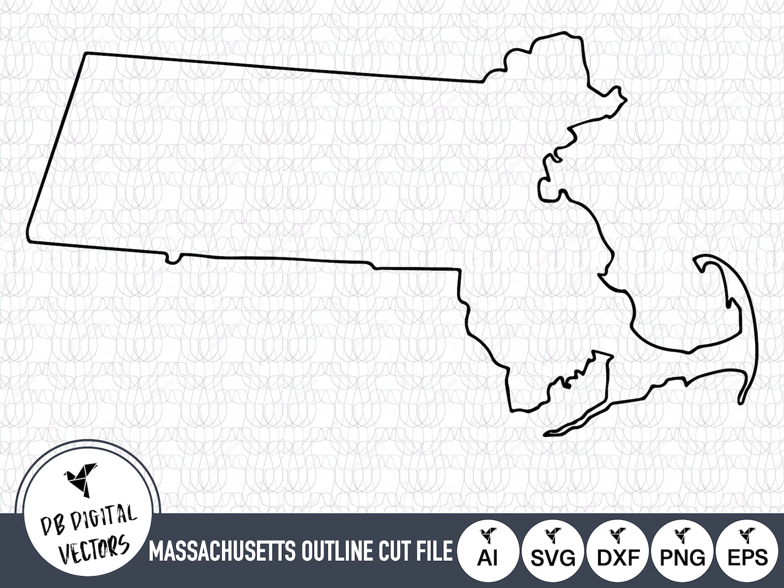 Massachusetts Outline SVG Files Massachusetts Cut Files | Etsy