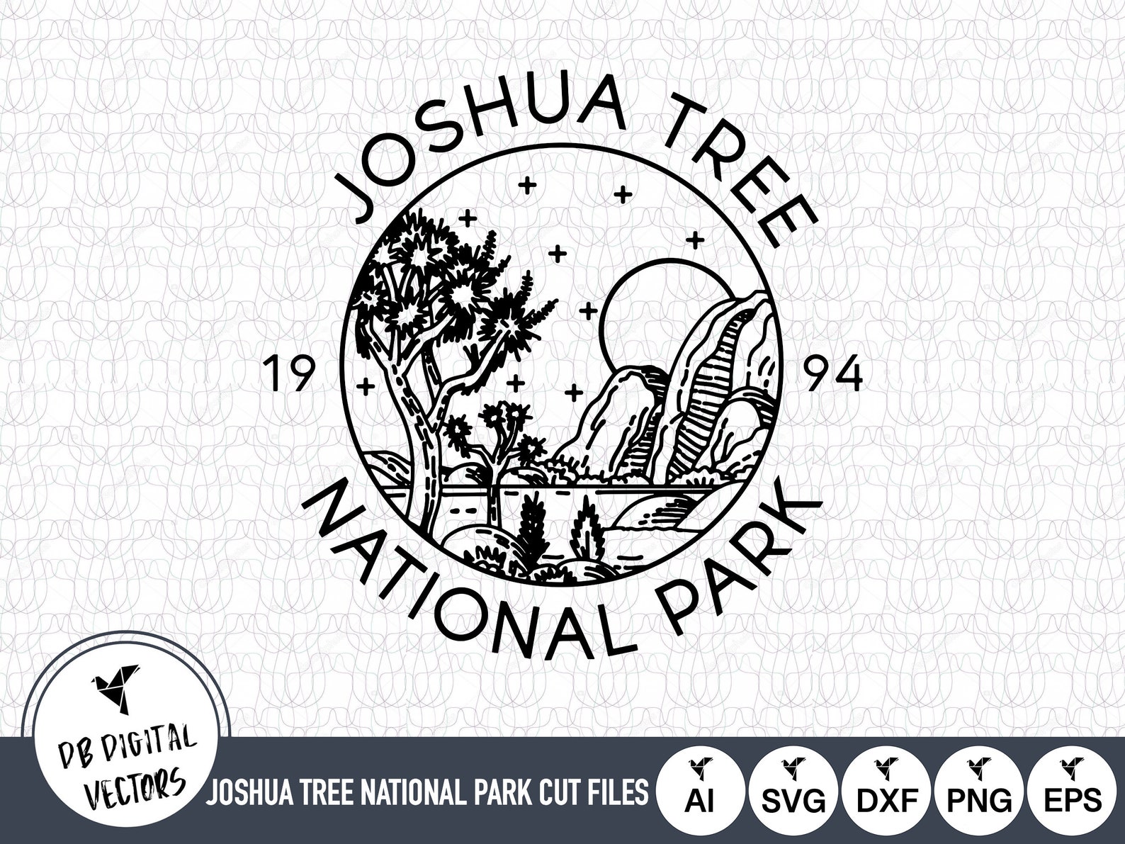 Joshua Tree National Park Outline SVG Files Joshua Tree - Etsy