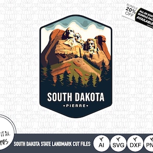 South Dakota State Landmark SVG Files | South Dakota Capital Cut Files ...