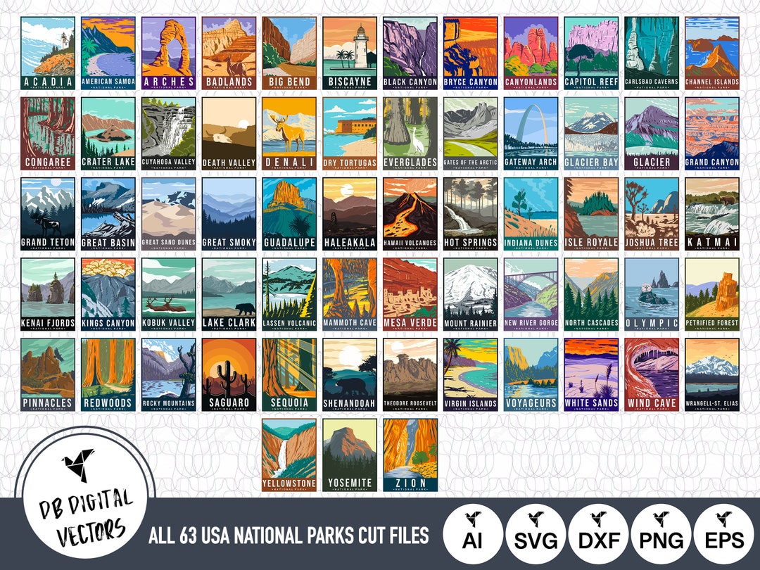 All 63 USA National Parks SVG Files | National Parks Cut Files ...