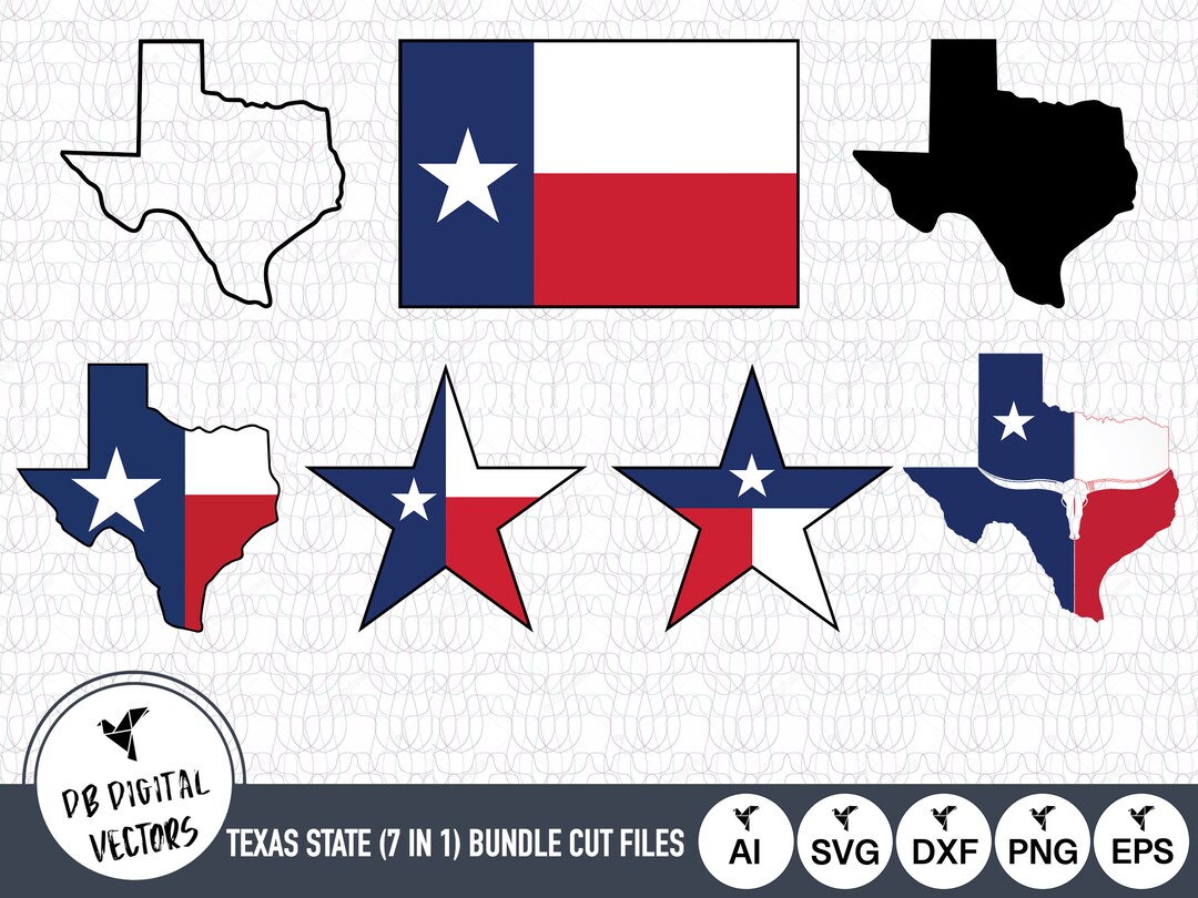 Texas State Bundle (7 in 1) Outline SVG Files | Texas Cut Files ...