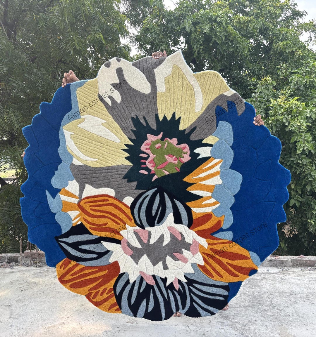 Round Missoni Style, Hand-tufted Accent Rug Modern Abstract Wavy Area ...