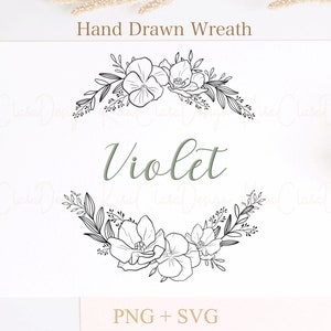 Violet Wreath Clipart/flower Wreath Svg/floral Wreath - Etsy
