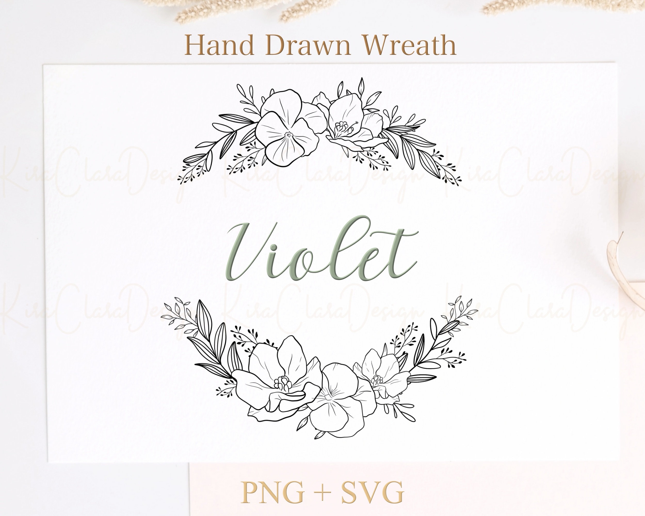 Violet Wreath Clipart/flower Wreath Svg/floral Wreath - Etsy
