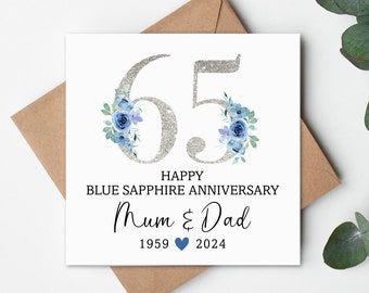 Sapphire Anniversary Card|65th Anniversary|parents - Etsy