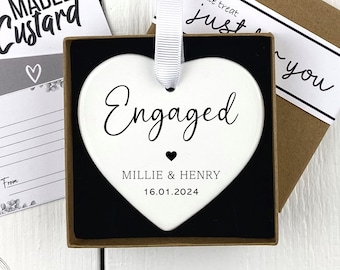 Engagement Gift Engaged Ceramic Hanging Keepsake Personalised ...