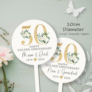 Golden Wedding Anniversary Cake Topper, Golden Wedding Anniversary Cake ...