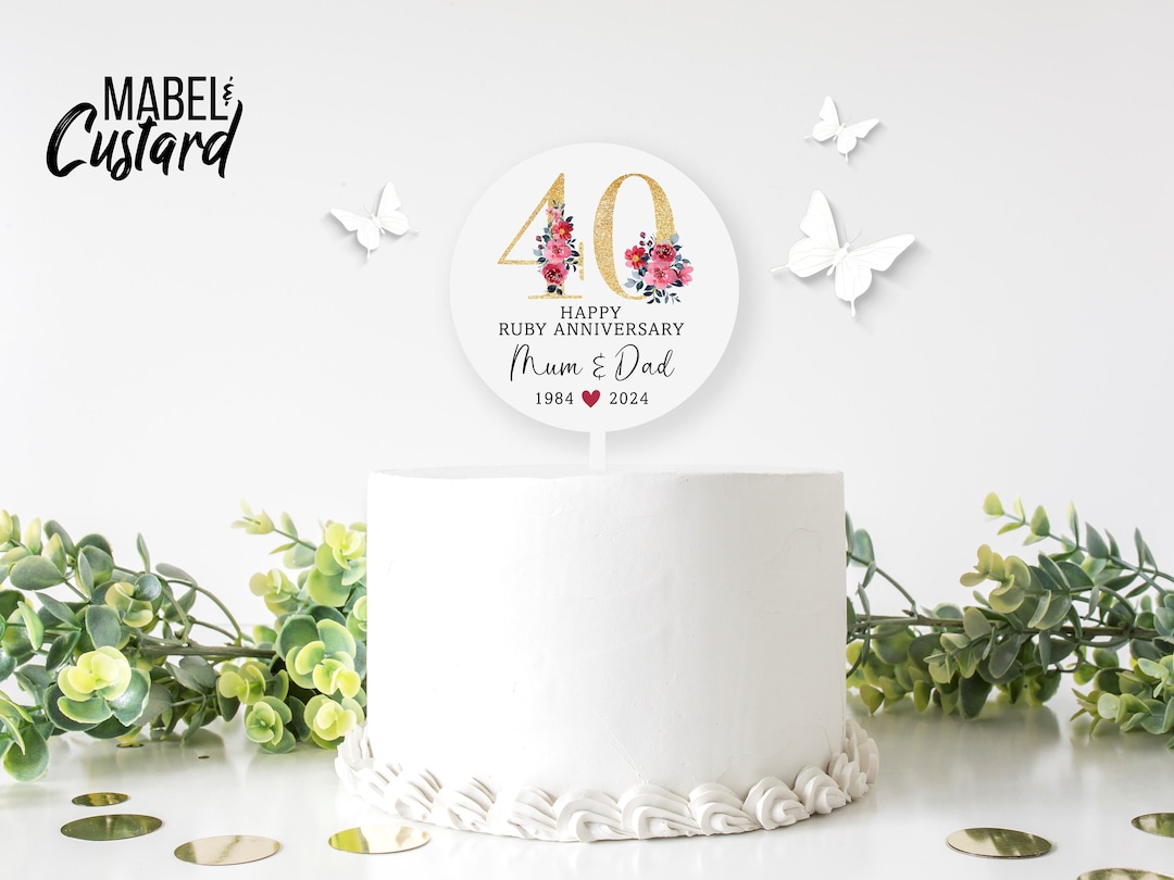 Ruby Anniversary Cake Topper, Ruby Anniversary Cake Decoration, Ruby ...