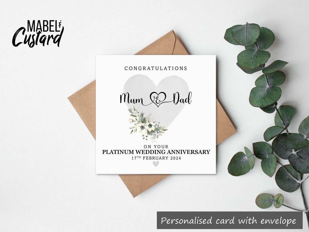 70th Wedding Anniversary Card Personalised Card Platinum Wedding Card