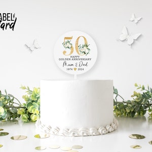 Golden Anniversary Cake Topper, Golden Wedding Anniversary Cake ...