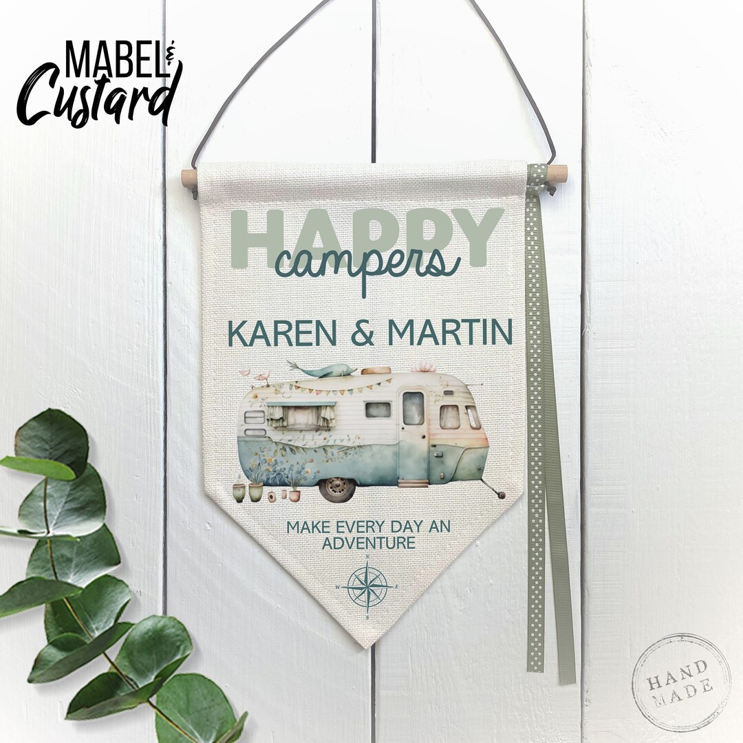 Personalised Caravan Sign | Happy Campers | Van Life | Caravan Gift ...