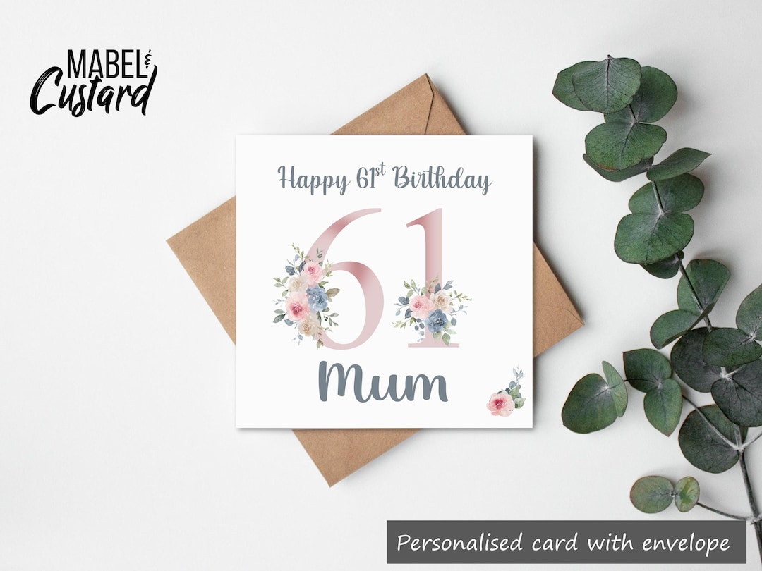61st Birthday Card, 61 Greetings Card, 61st Birthday Day Card for Her ...