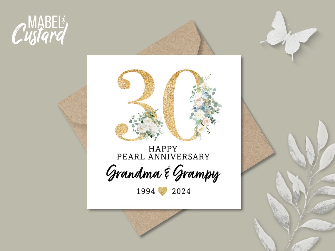 Pearl Wedding Anniversary Card, Pearl Wedding Card, Pearl Anniversary ...