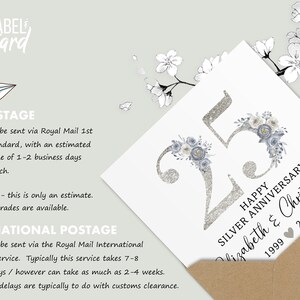 Silver Wedding Card, Anniversary Card, Silver Wedding Anniversary Gift ...