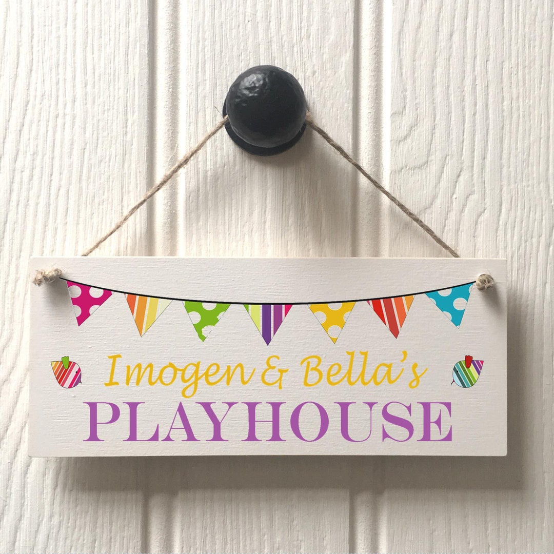 PERSONALISED PLAYHOUSE SIGN Rainbow Bright Bunting Kids Playhouse Sign ...