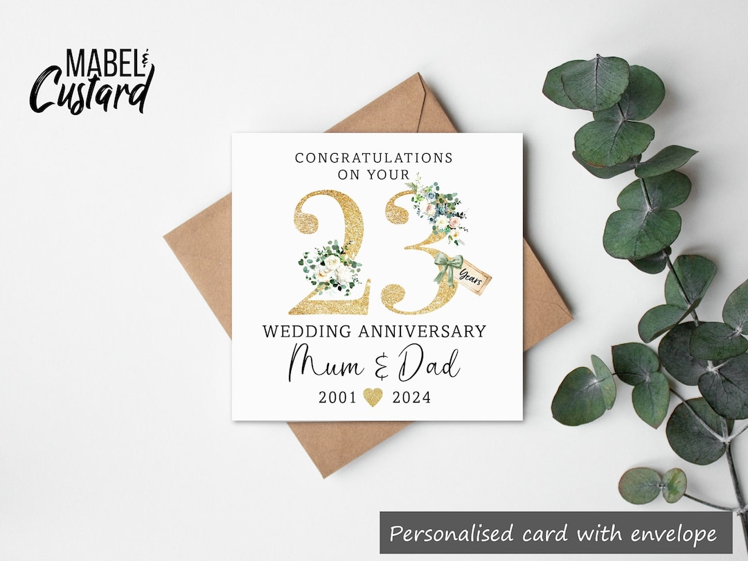 23 Year Wedding Anniversary Card, Personalised Anniversary Card, 23 ...